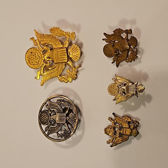 Source Unknown | Accessories | Vintage Military Eagle Crest Hat Pins ...